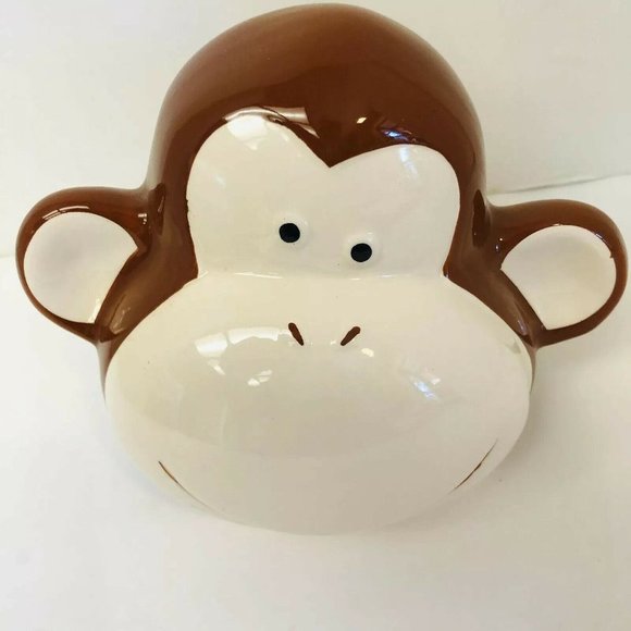 Unknown | Toys | Monkey Coin Bank Piggy Hand Brown Ceramic Face Animal ...